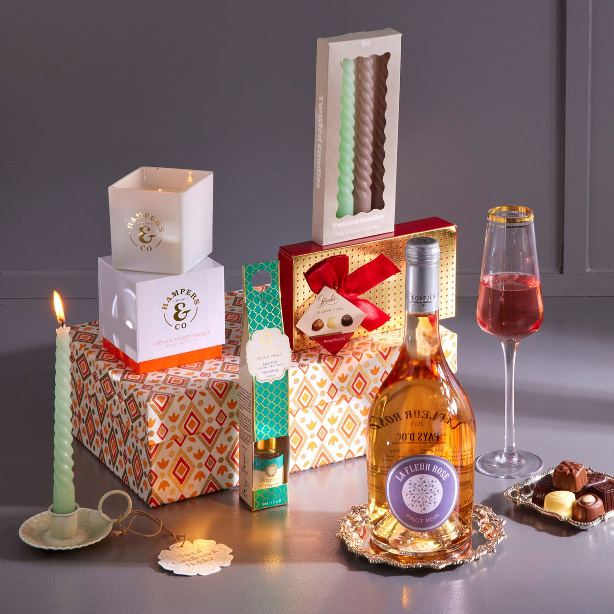 Luxury Aroma Gift Box with Wine – Hampers & Co
